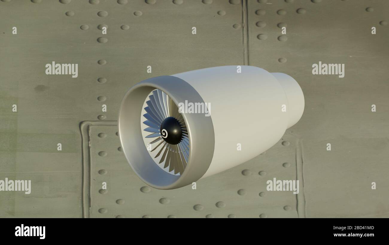 3D illustration of a jet engine of airplane. 3D rendering Stock Photo ...
