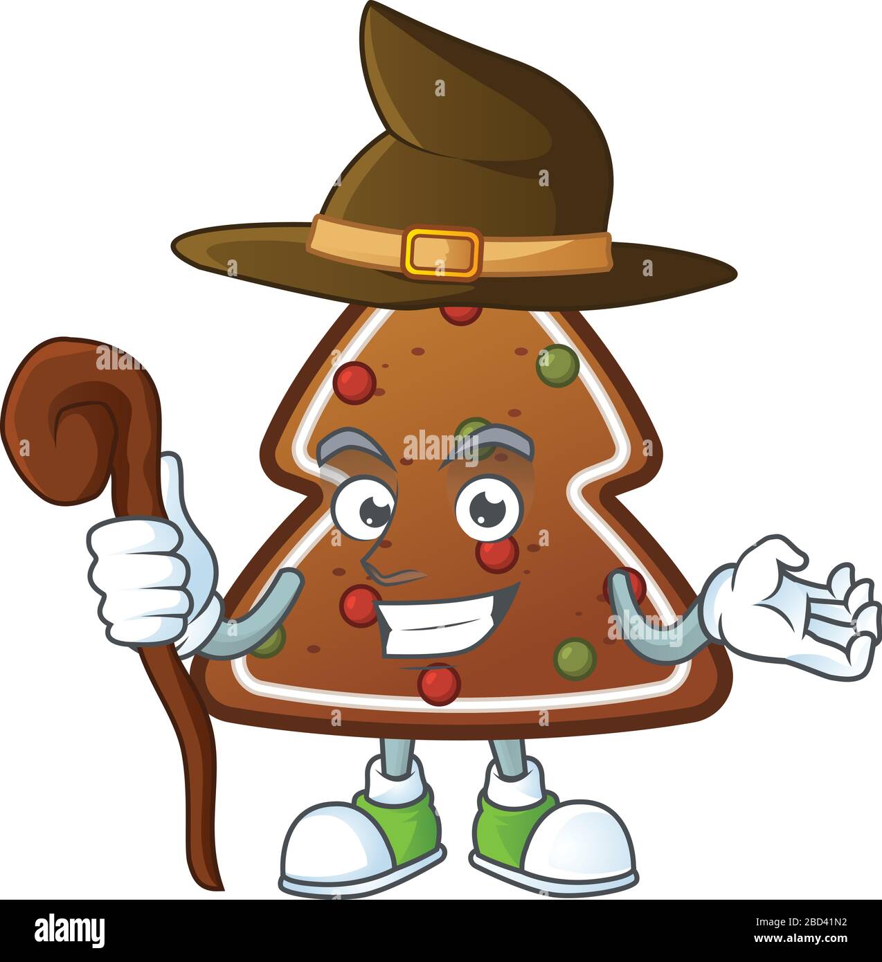Cute and sneaky Witch gingerbread tree cartoon design style Stock ...
