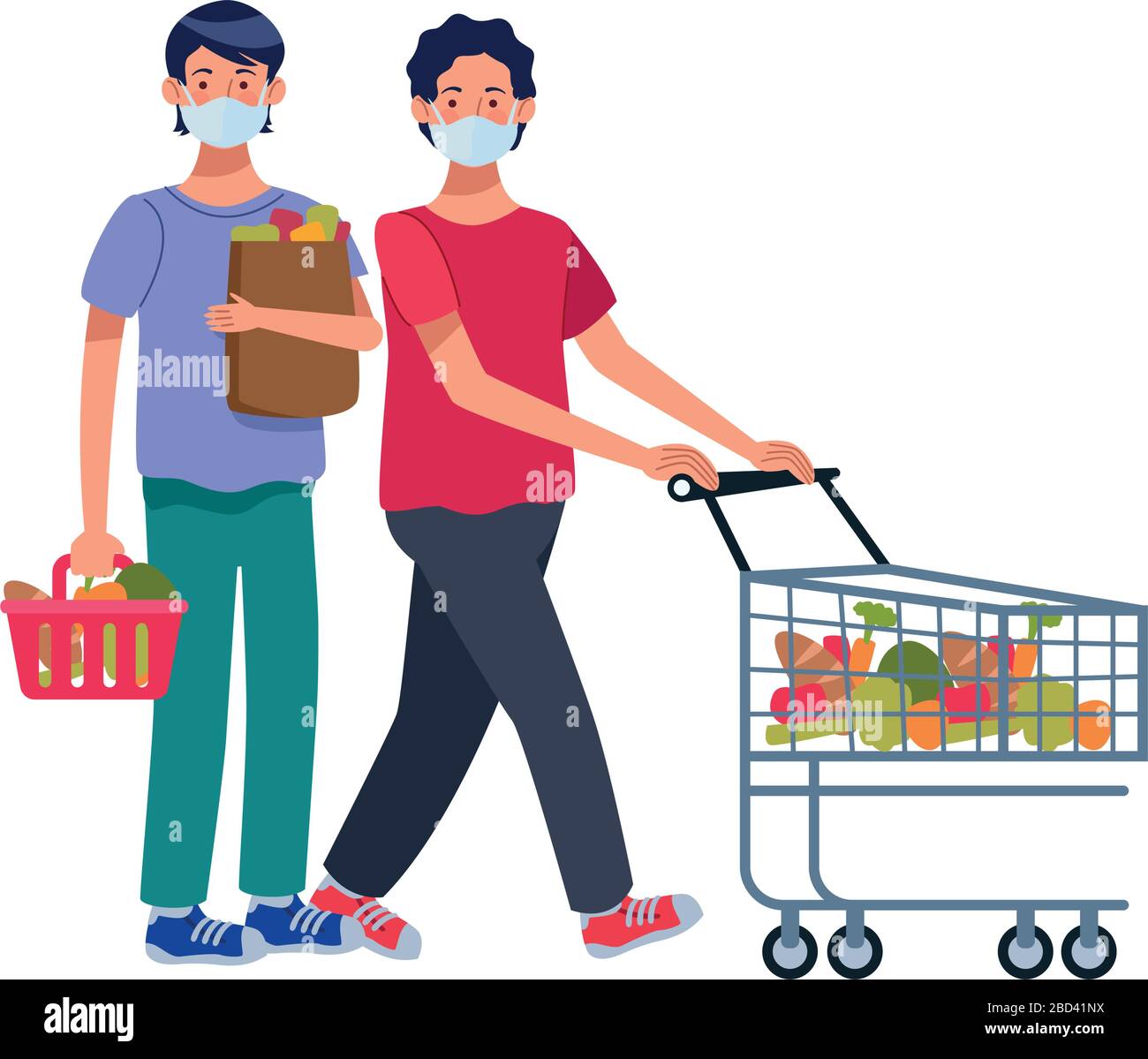 men using face masks in supermarket Stock Vector Image & Art - Alamy