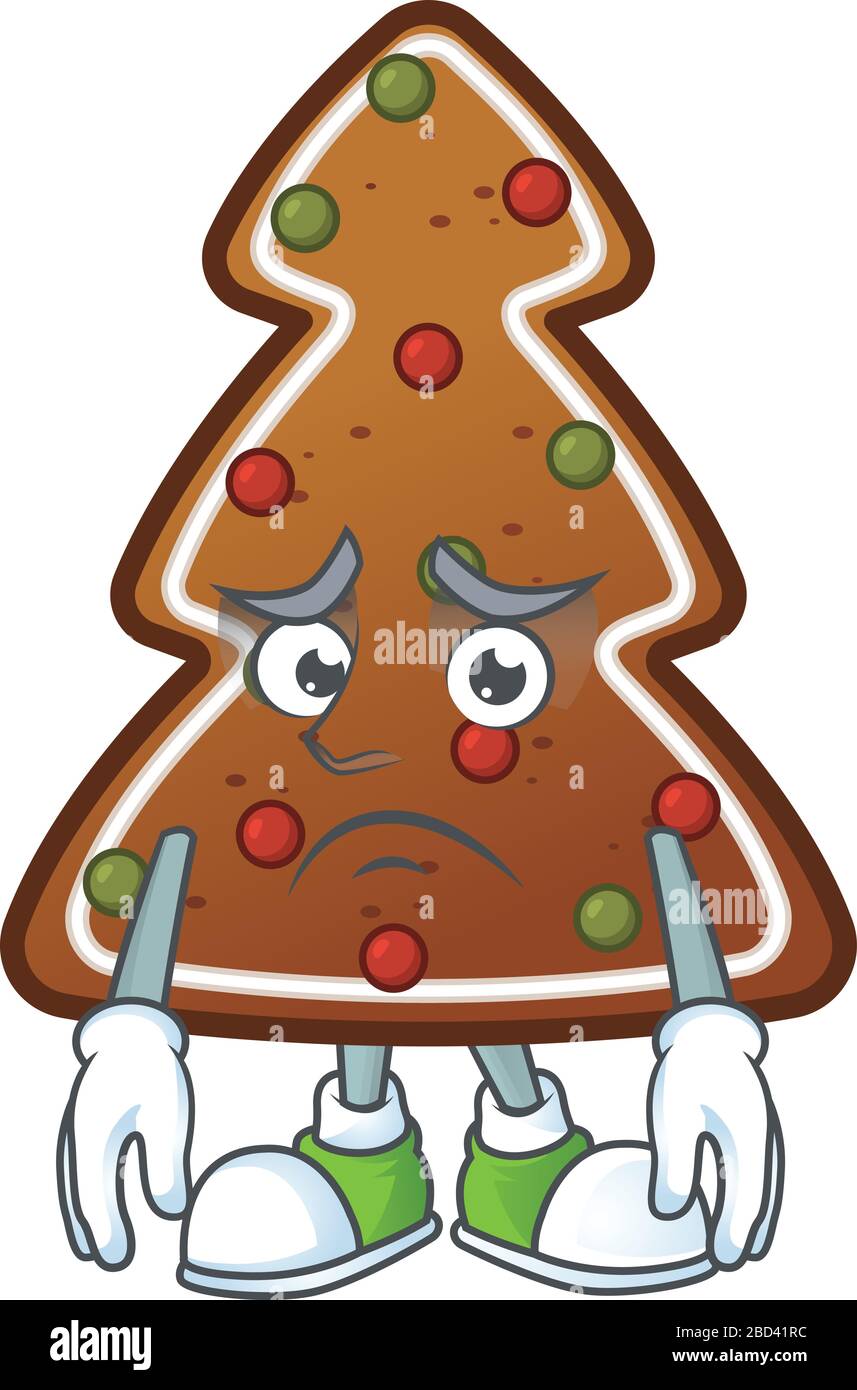 Cartoon picture of gingerbread tree with worried face Stock Vector ...