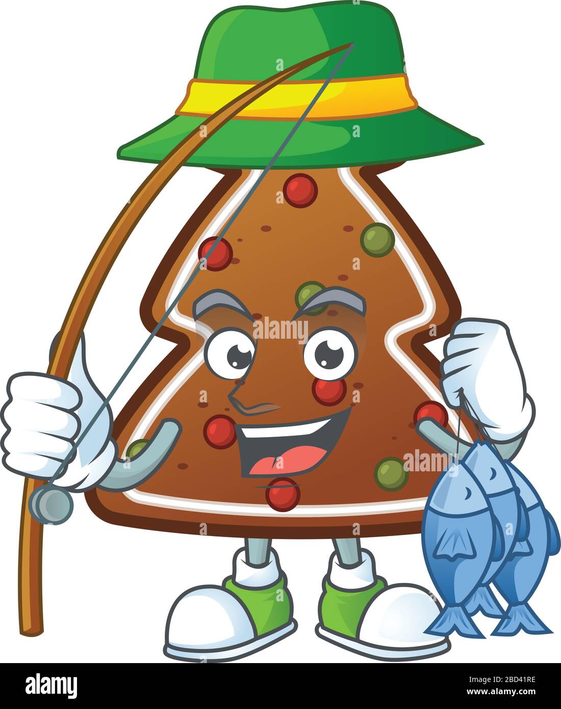 A Picture of gingerbread tree fisher mascot design catch a fish Stock ...