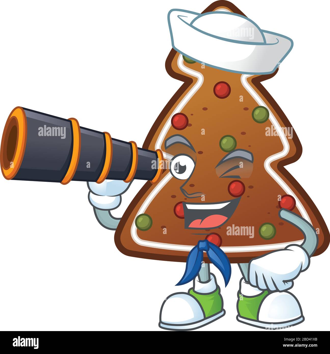 Gingerbread tree in Sailor cartoon character style using a binocular ...