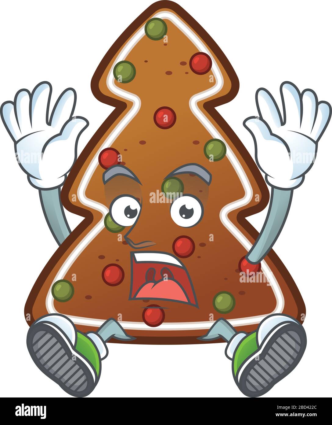 Gingerbread tree cartoon character design showing shocking gesture ...