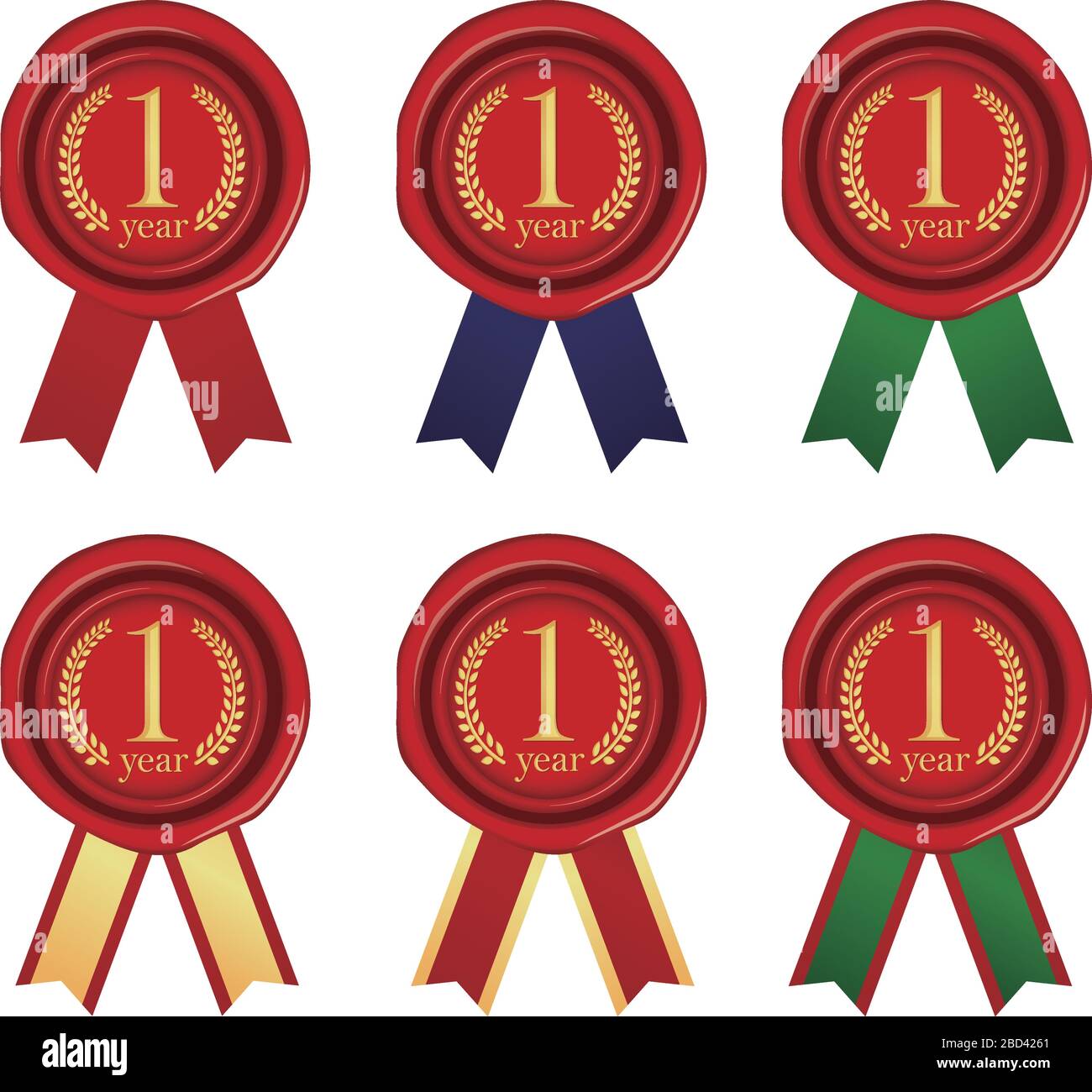Sealing wax & ribbon illustration set / year anniversary (1 year Stock ...