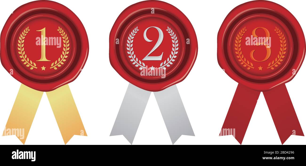 Sealing wax ,stamp&ribbon illustration / number, ranking (from 1st ...