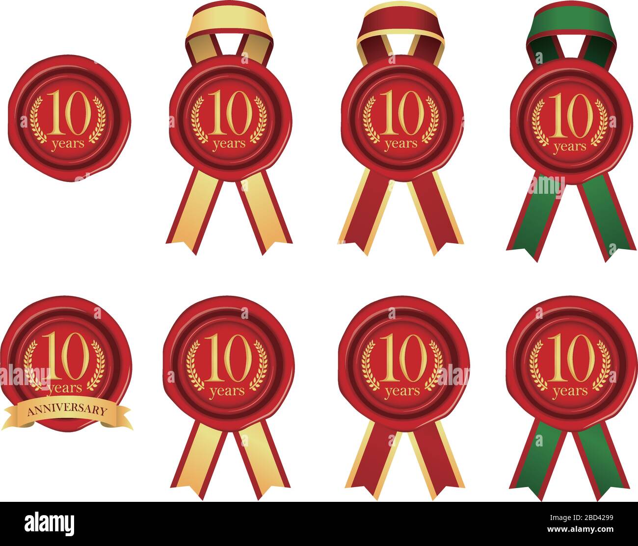 Sealing wax & ribbon illustration / year anniversary (10 years Stock ...