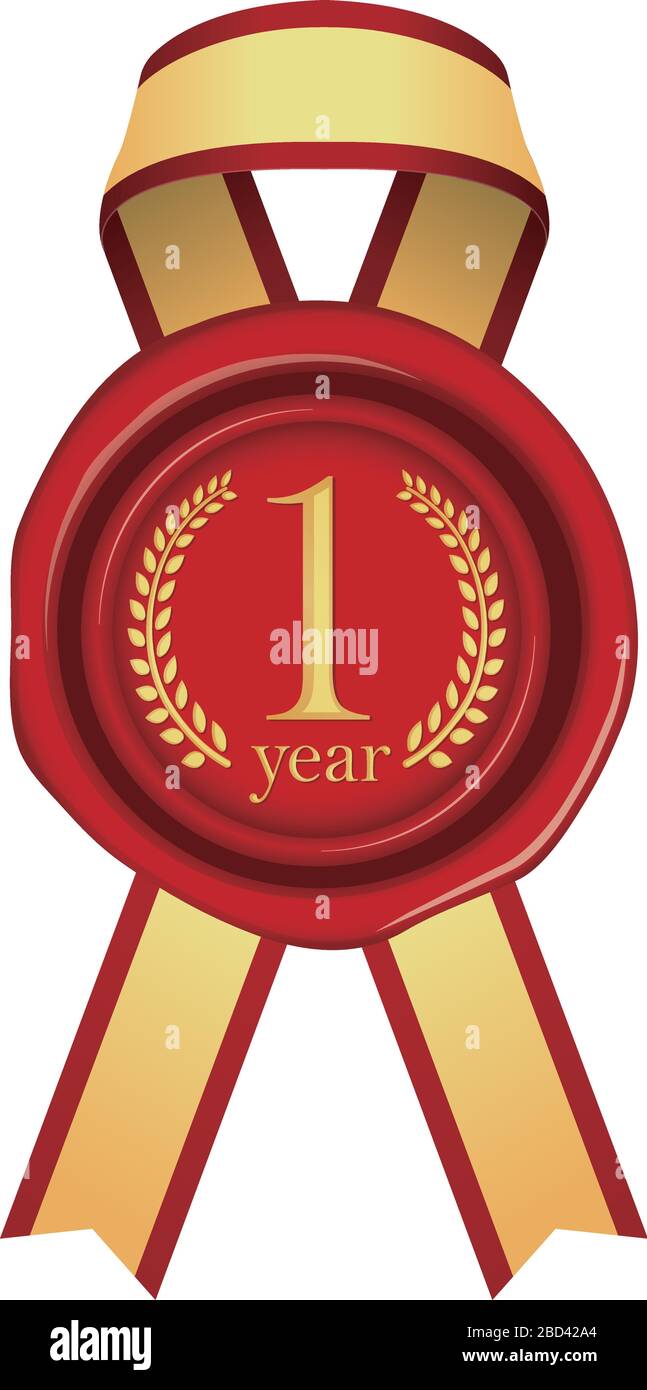 Sealing wax & ribbon illustration / year anniversary (1 year Stock ...