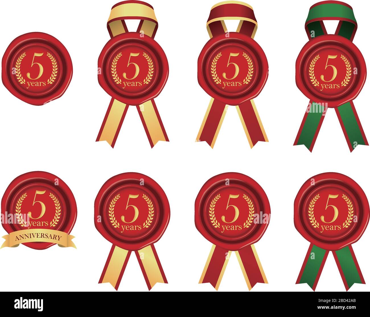 Sealing wax & ribbon illustration / year anniversary (5 years Stock ...