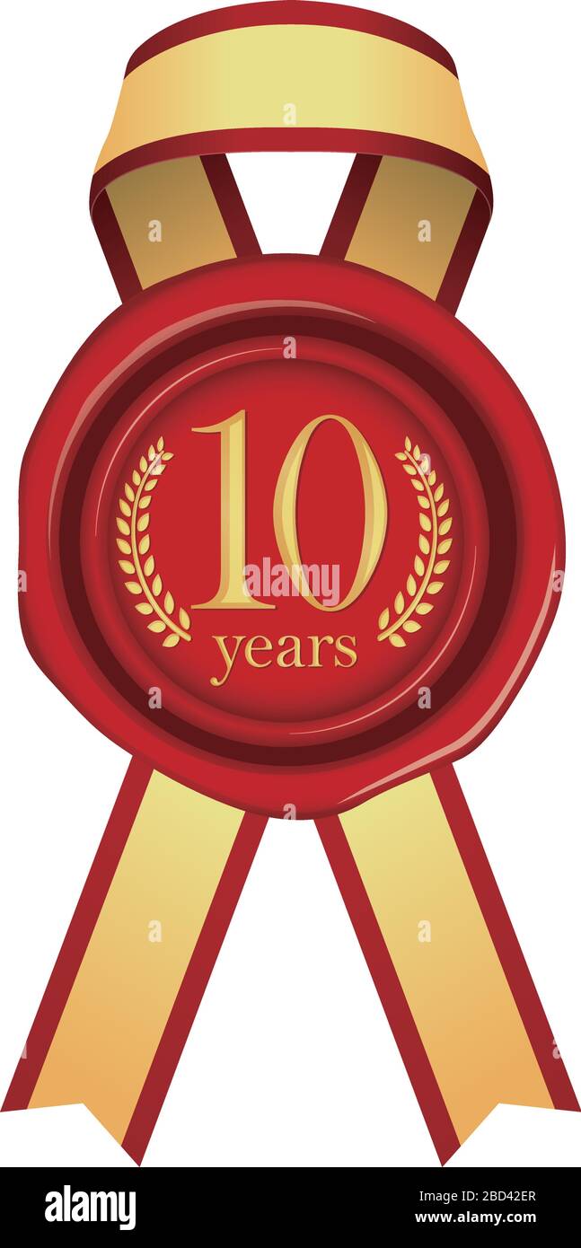 Sealing wax & ribbon illustration / year anniversary (10 years Stock ...