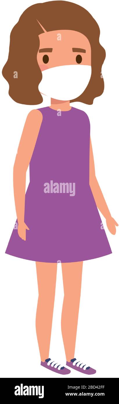cute girl with face mask isolated icon Stock Vector Image & Art - Alamy