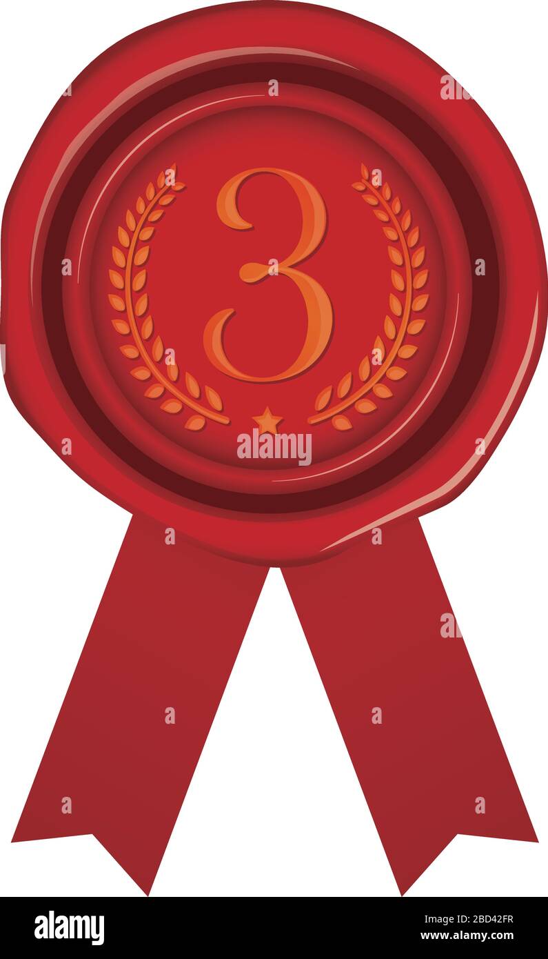 Sealing wax ,stamp illustration / number, ranking (3rd place Stock ...
