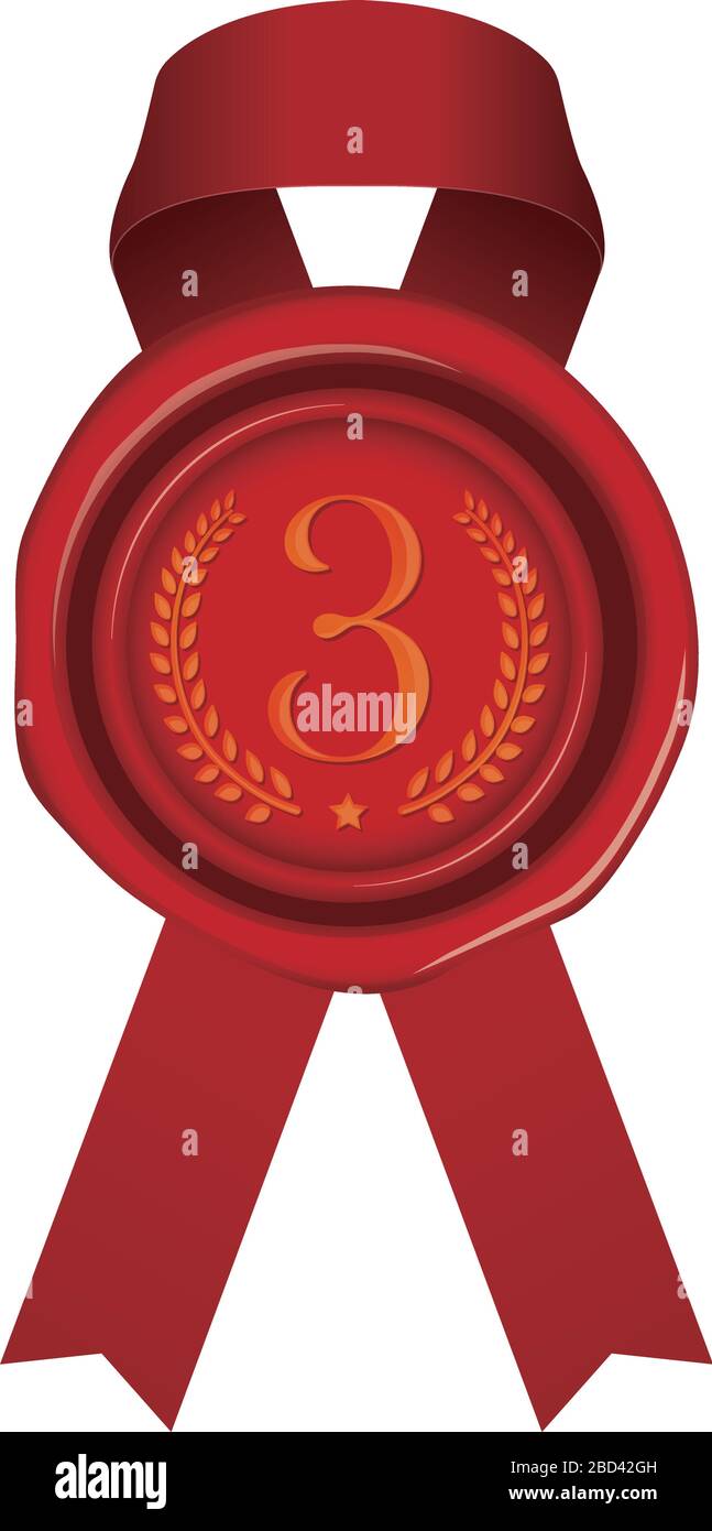 Sealing wax ,stamp illustration / number, ranking (3rd place Stock ...