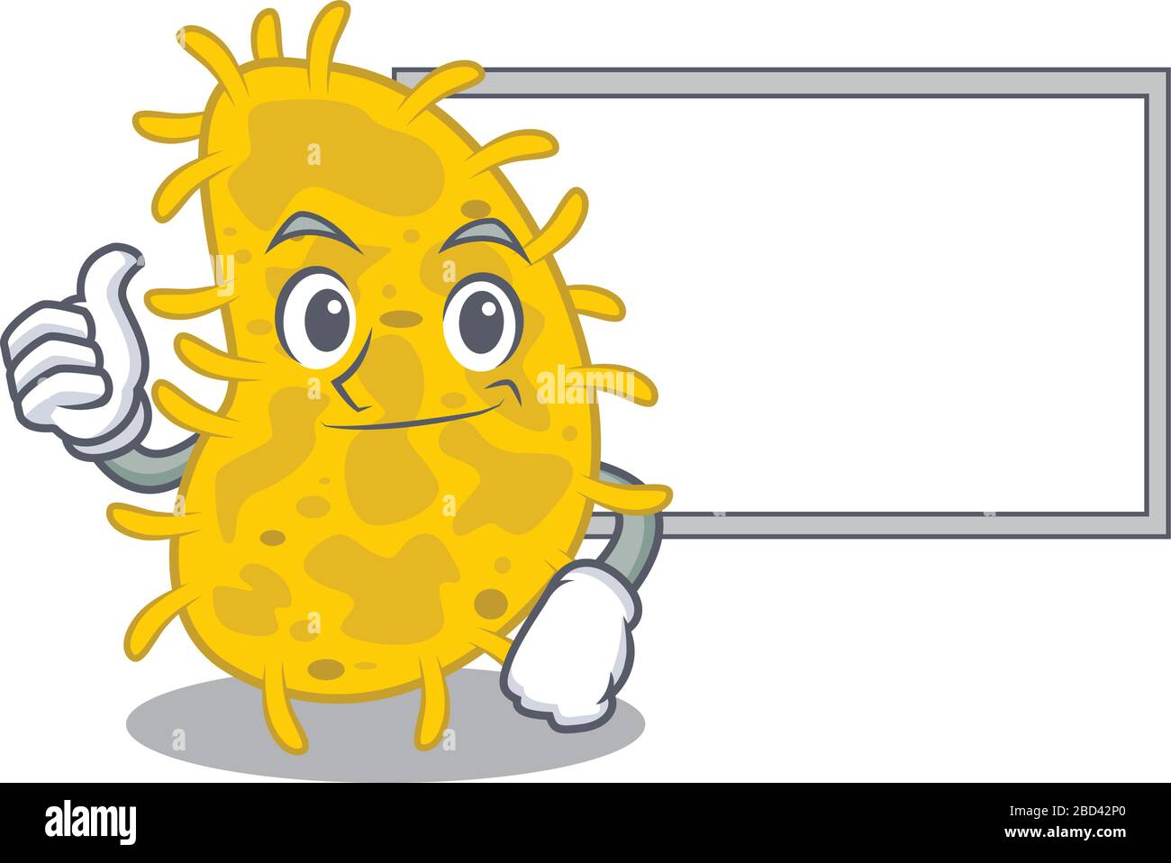 Humorous bacteria spirilla cartoon design Thumbs up bring a white board ...