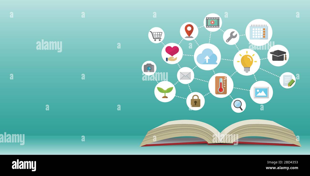 flat banner illustration for knowledge, technology, business and ...