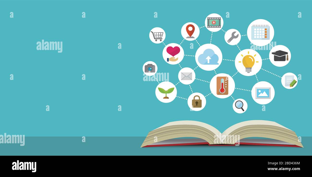 flat banner illustration for knowledge, technology, business and ...