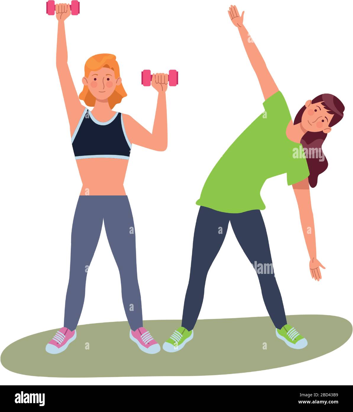 young girls athletes practicing exercise characters Stock Vector Image ...