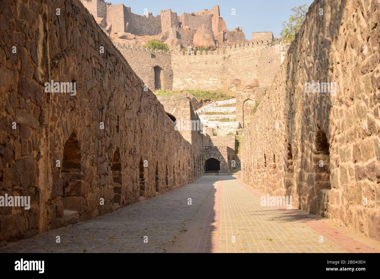 Dirty Pathway In Historical Fort. Dirty Road view Background stock ...