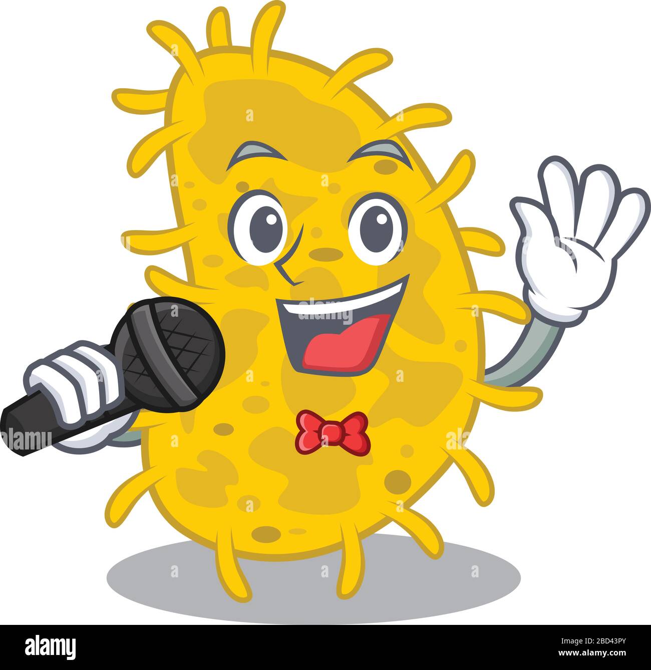 Talented singer of bacteria spirilla cartoon character holding a ...