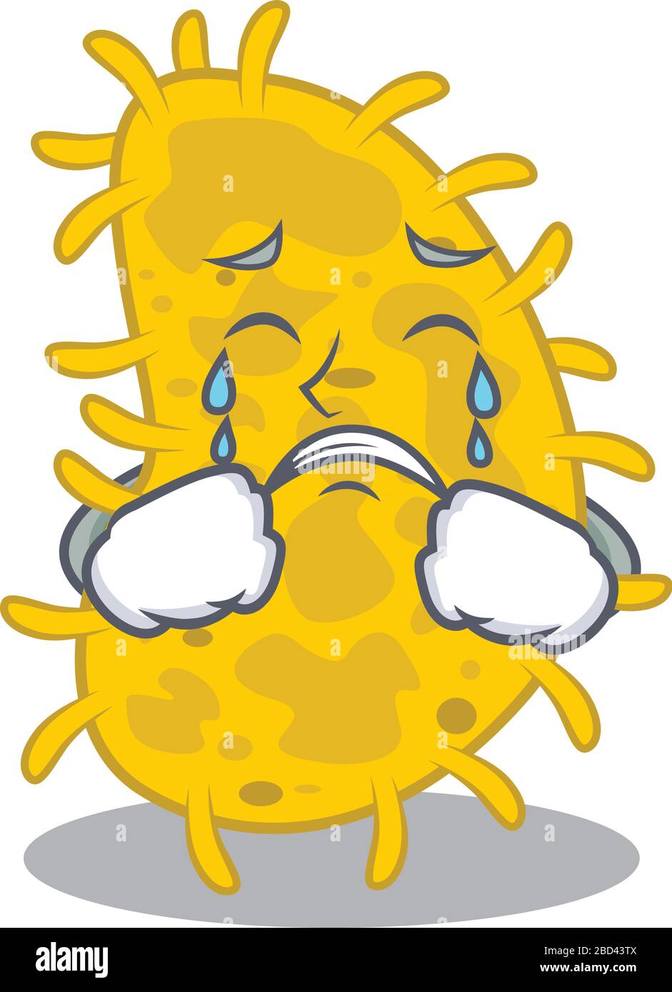 Cartoon character design of bacteria spirilla with a crying face Stock ...