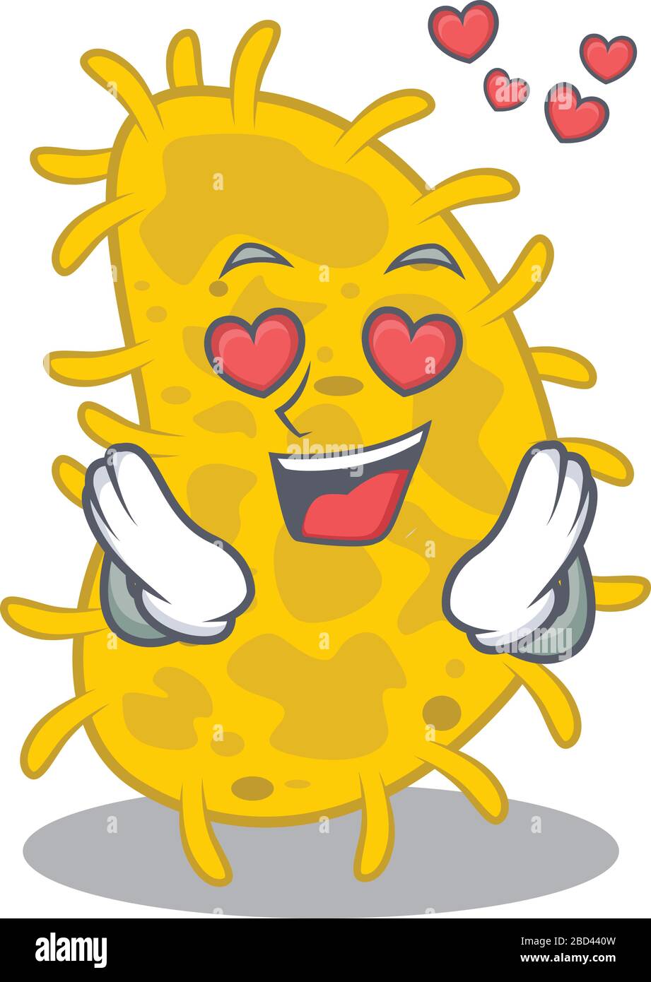 Cute bacteria spirilla cartoon character has a falling in love face ...