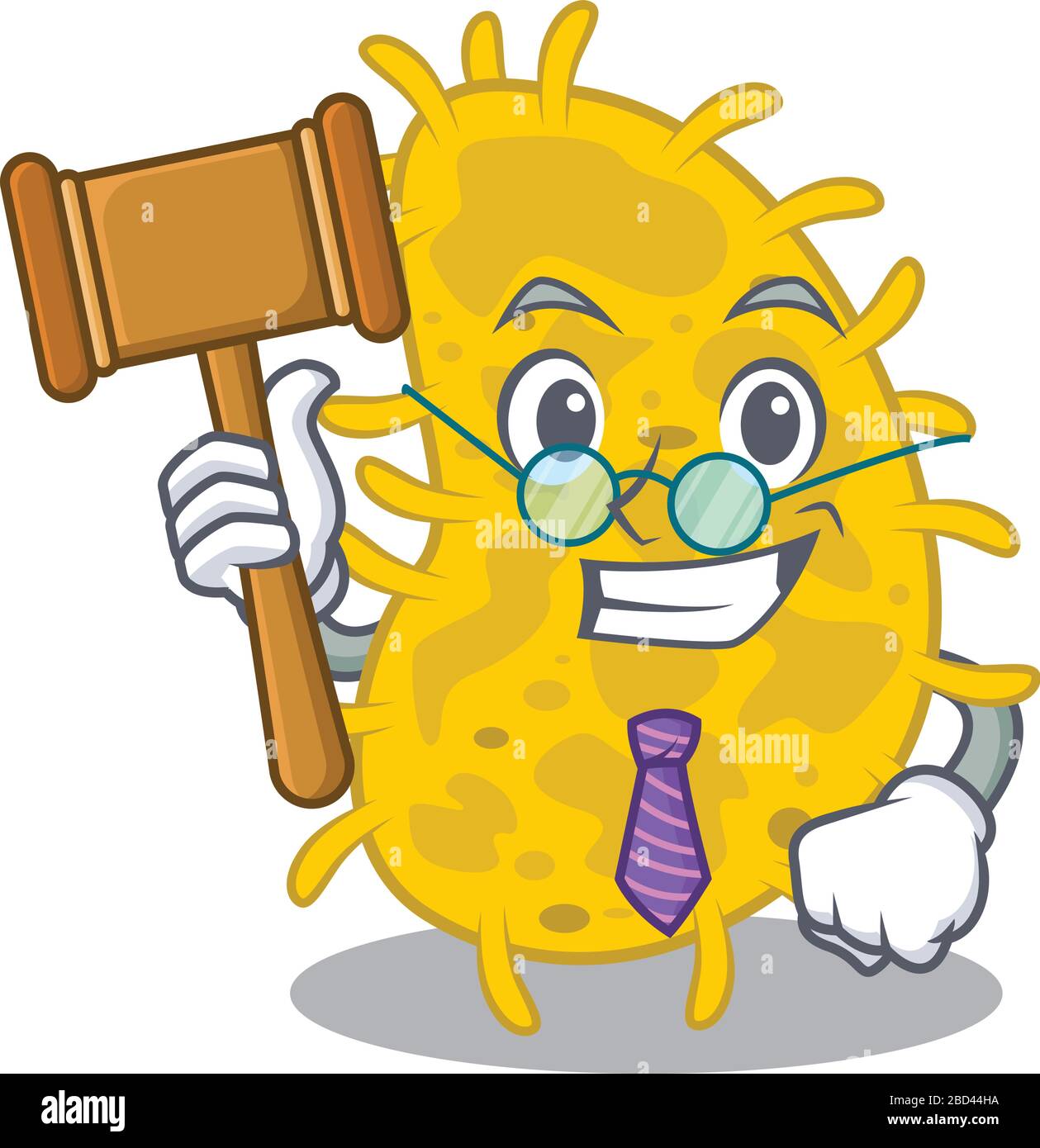 A humble judge of bacteria spirilla cartoon character design wearing ...