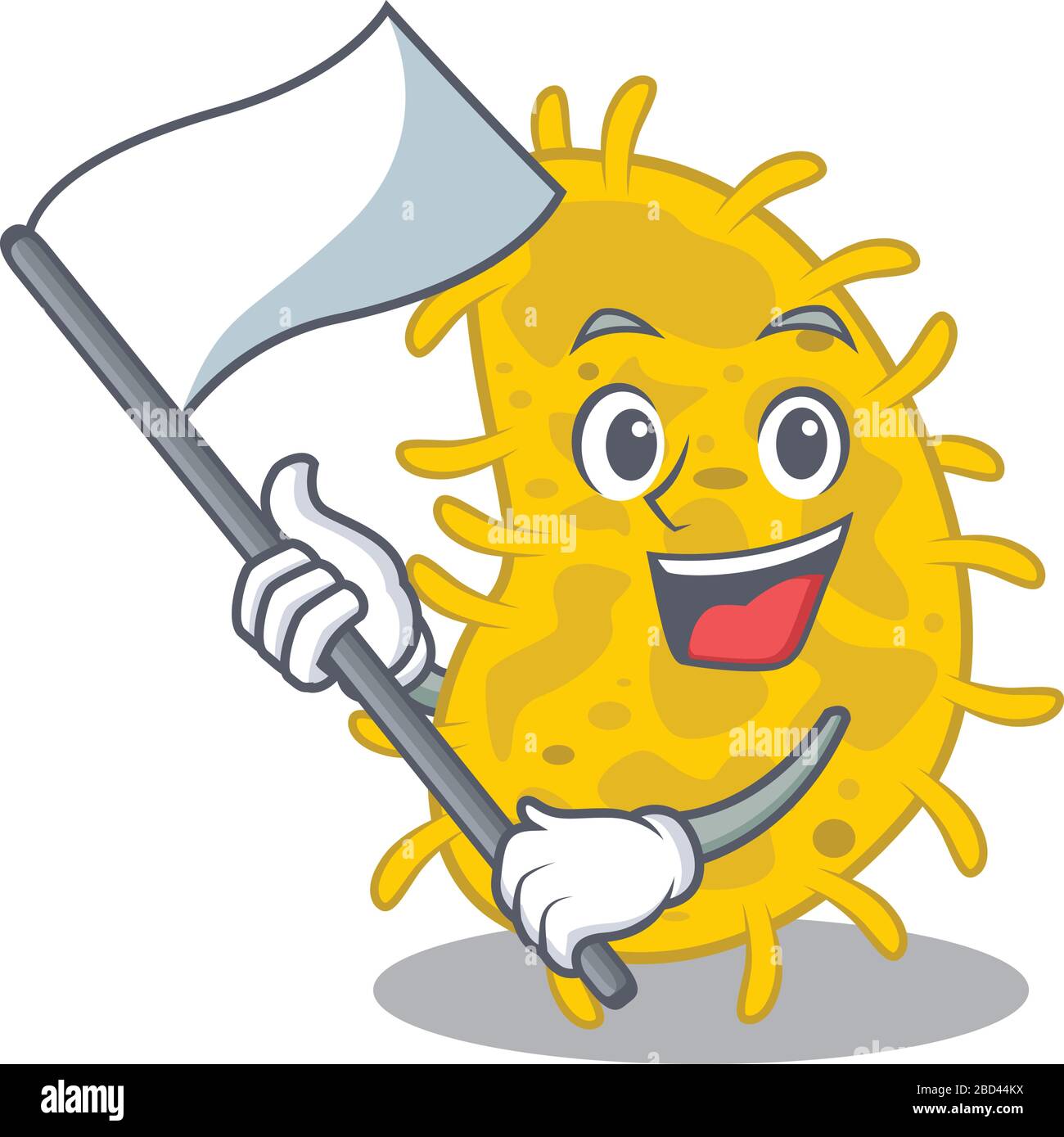 A nationalistic bacteria spirilla mascot character design with flag ...