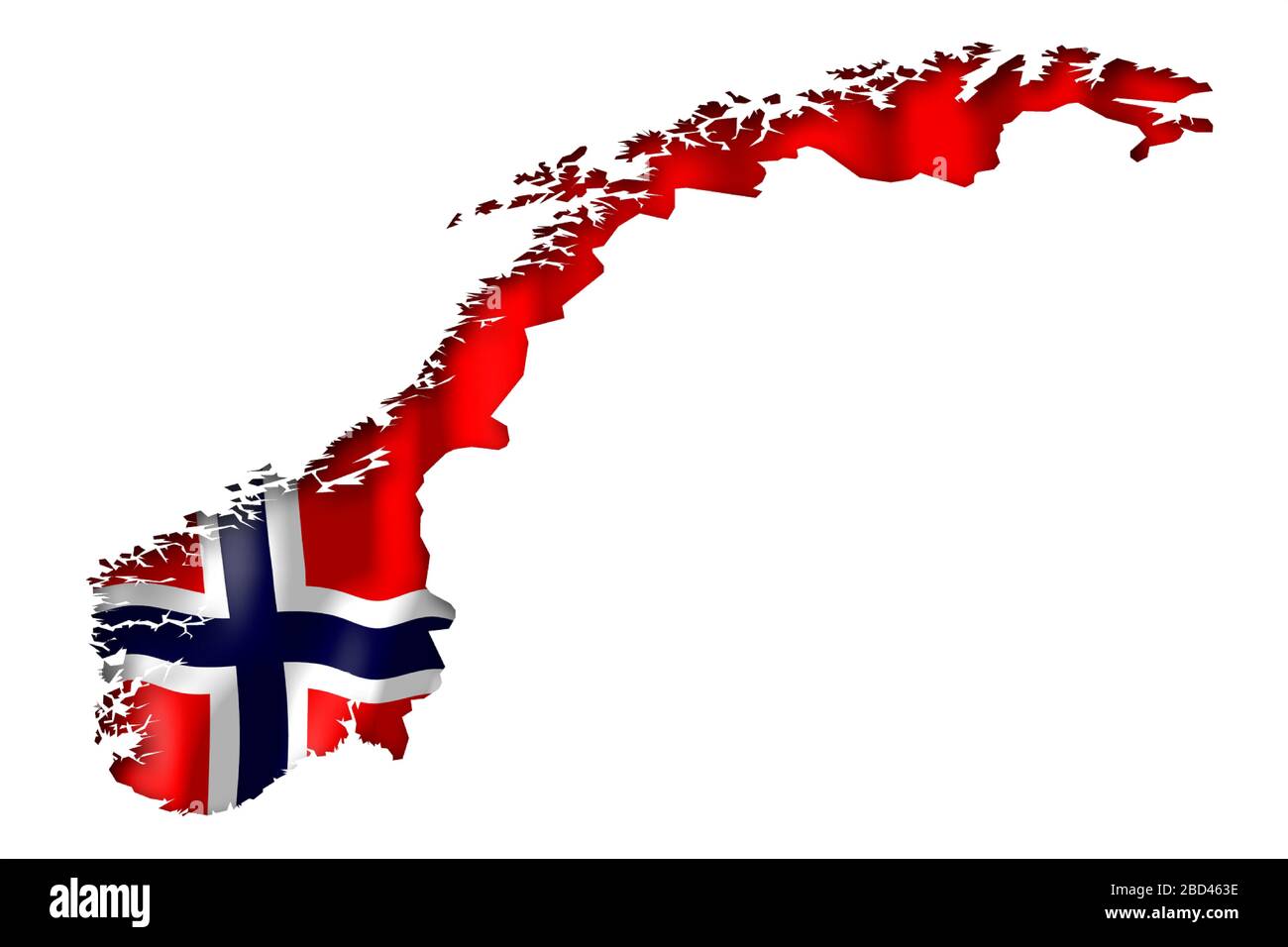 Norway - country shape and flag Stock Photo - Alamy