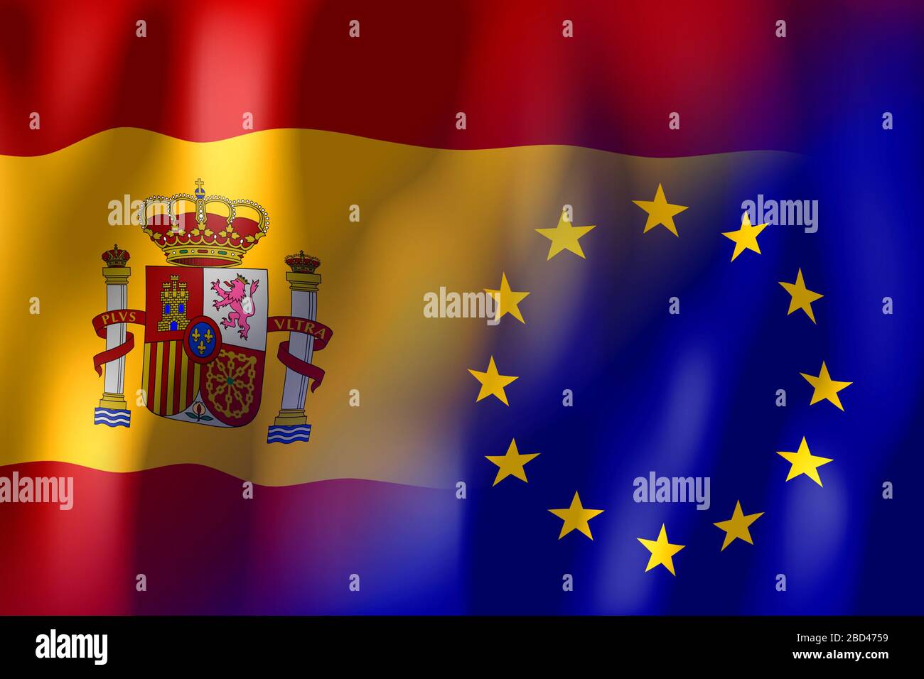 Spain and European Union flags Stock Photo - Alamy