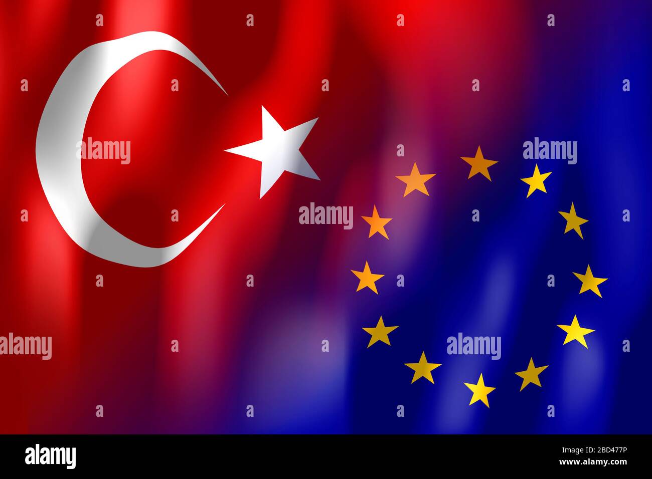 Turkey and European Union flags Stock Photo - Alamy