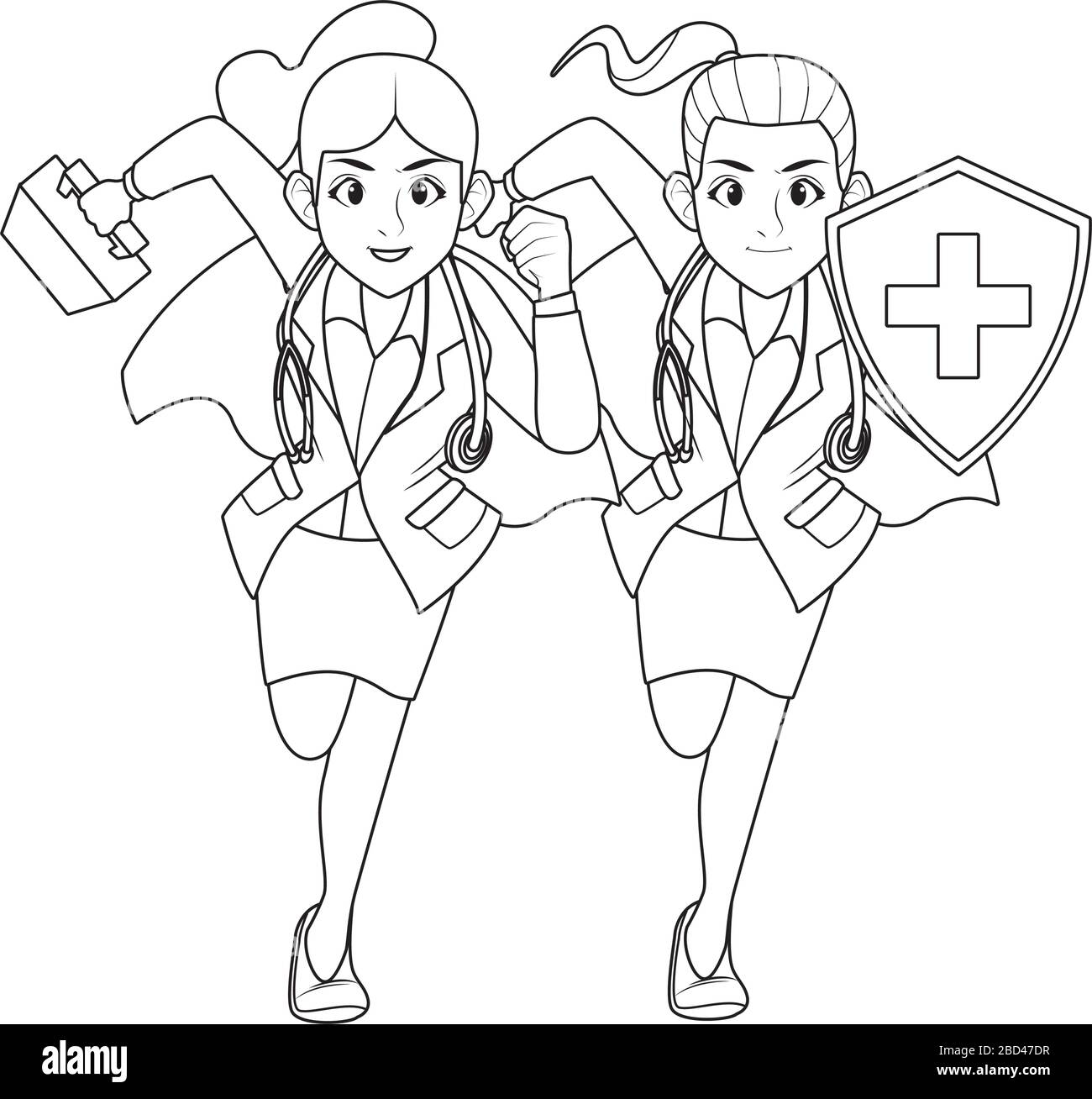 super female doctors staff comic characters Stock Vector Image & Art ...