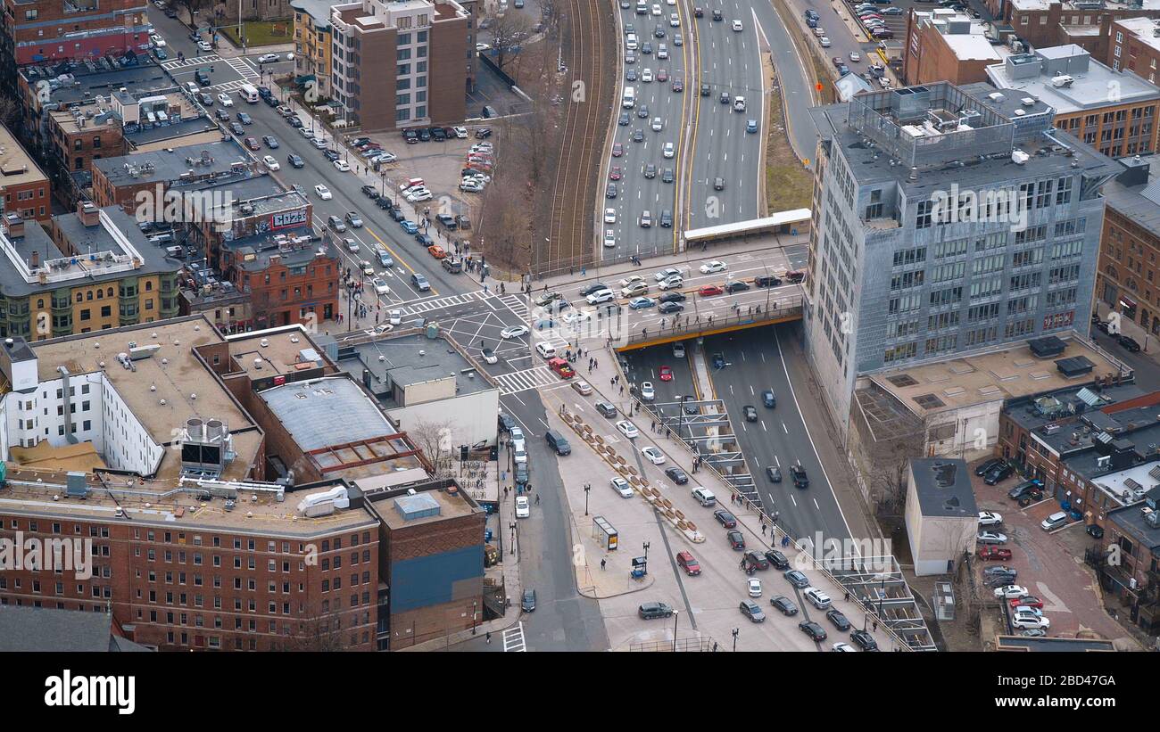 Aerial view over the city of Boston - travel photography Stock Photo ...