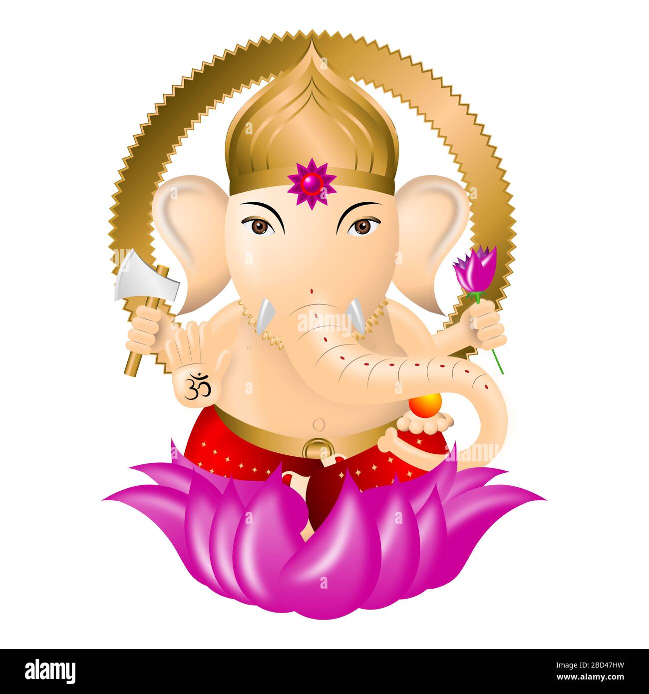 Ganesha - indian god - illustration, white background Stock Photo - Alamy