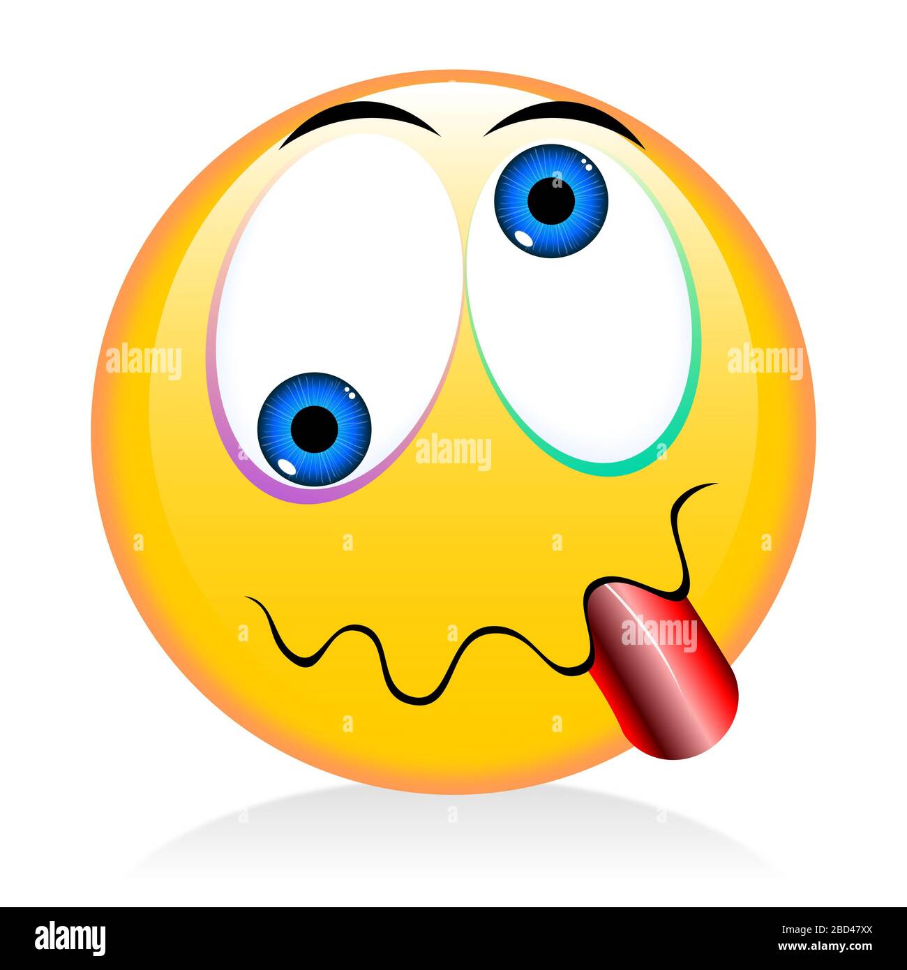 Crazy Smiley Emoticon Loco Smile Cartoon Emoticon Crazy Stretched