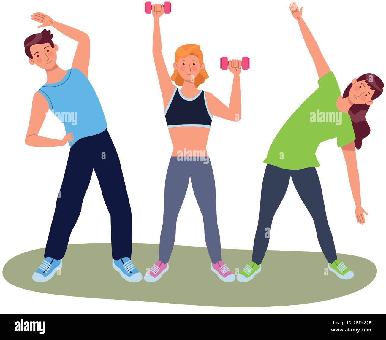 young people athletes practicing exercise characters Stock Vector Image ...