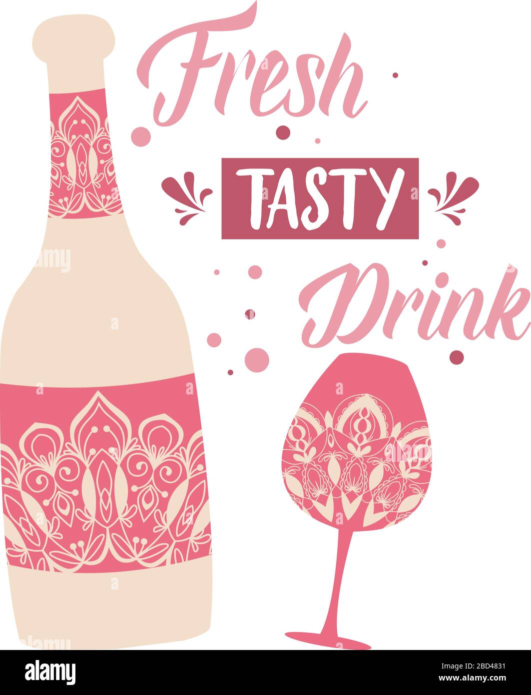 Simple indian red color bottle and glass design with angela and amarula ...