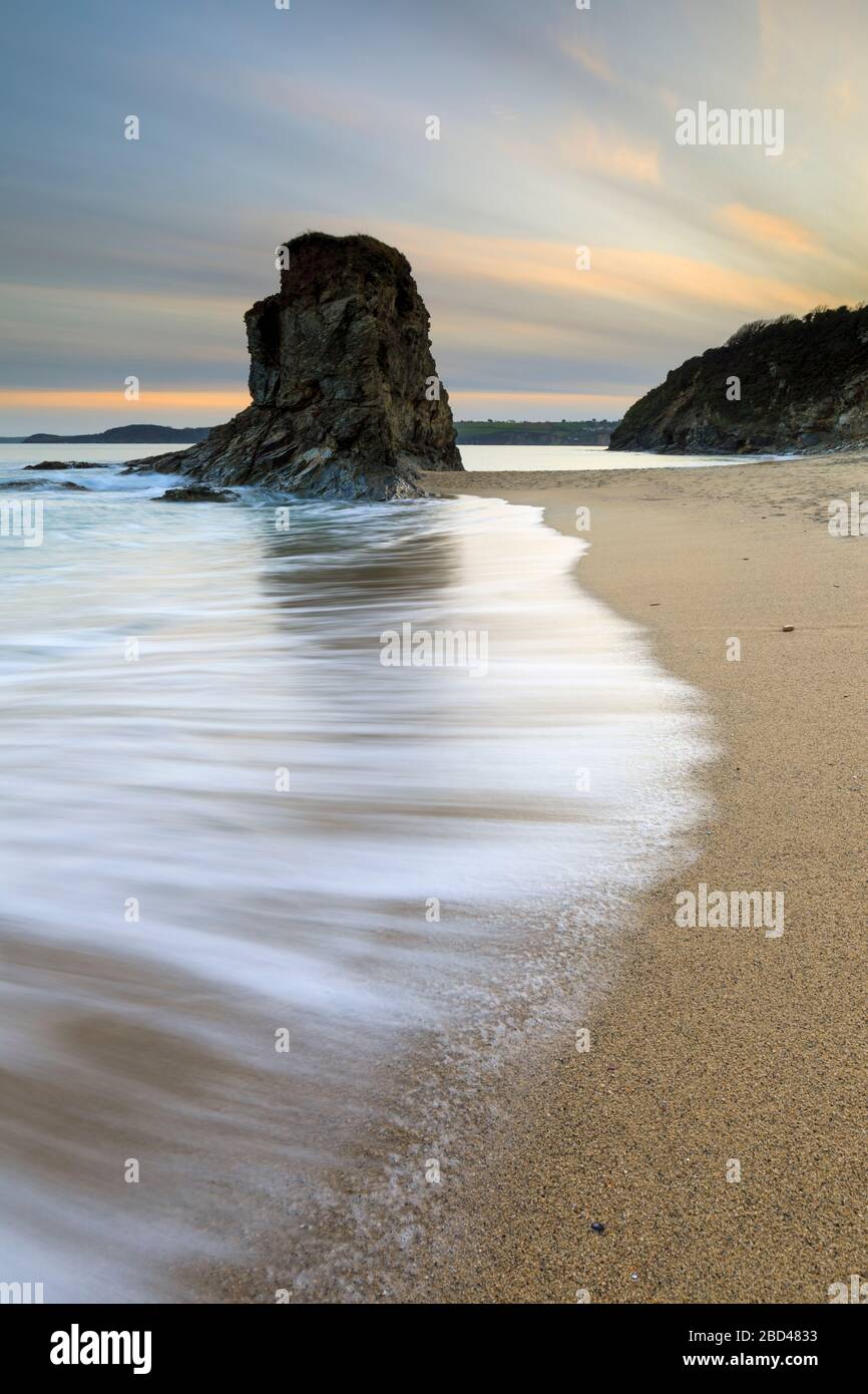 Crinnis Island captured from Carlyon Bay Beach in Cornwall Stock Photo ...