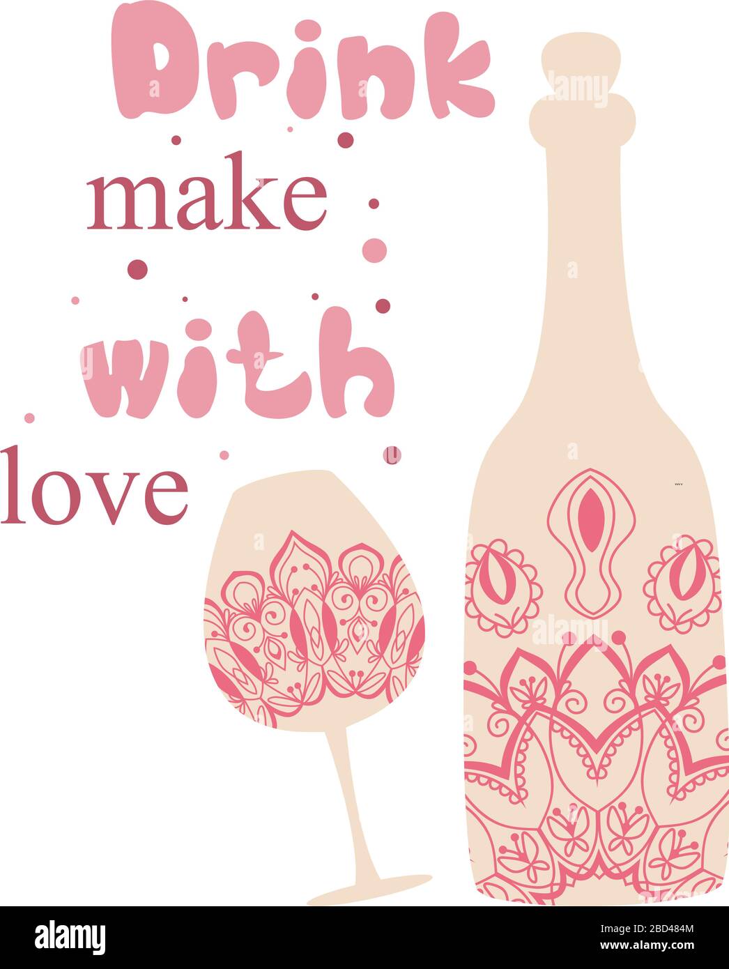 Modern indian red design for alcohol bottle and amarula glass. Vector ...