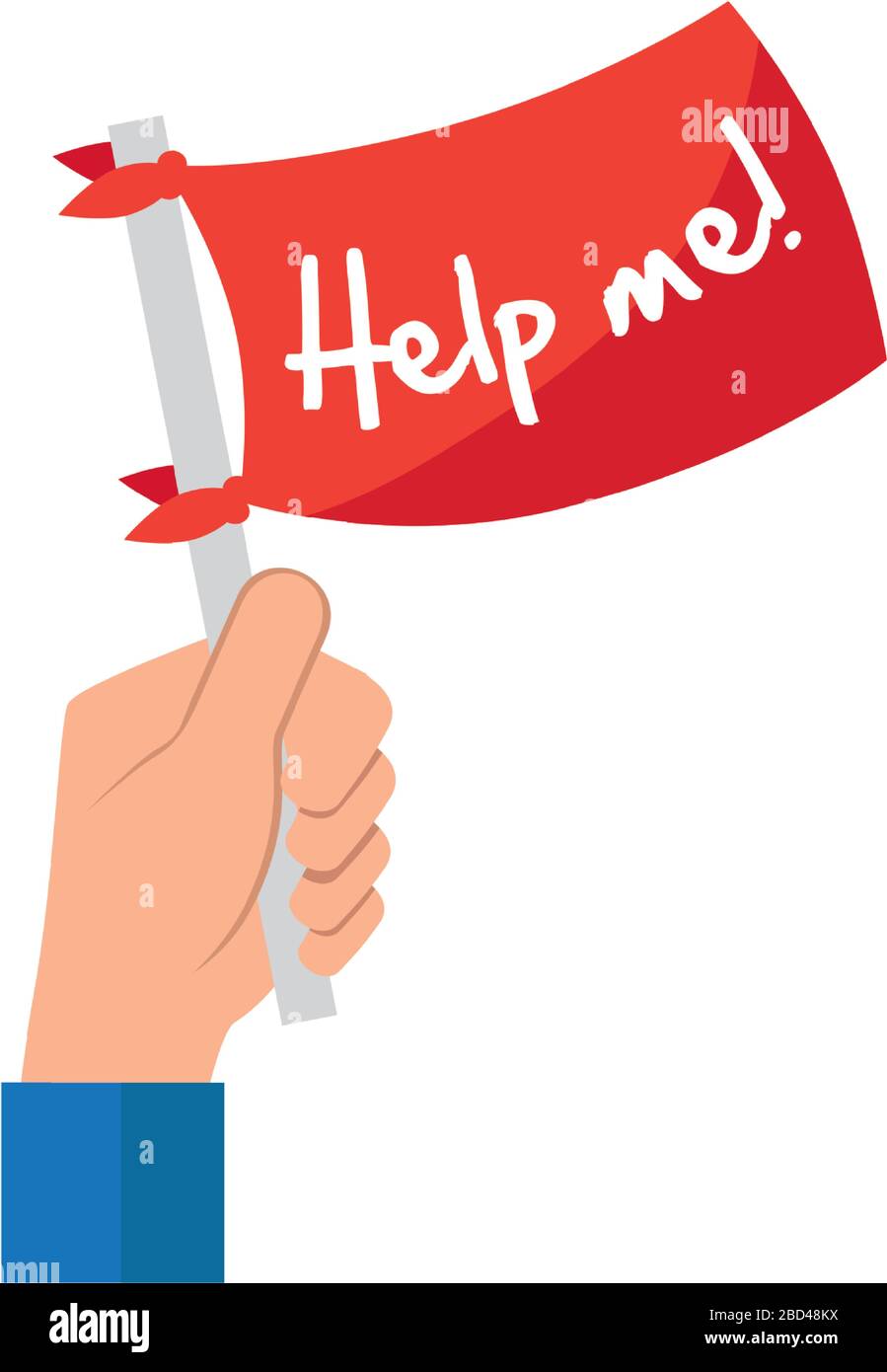 hand and flag with signboard help me isolated icon Stock Vector Image ...