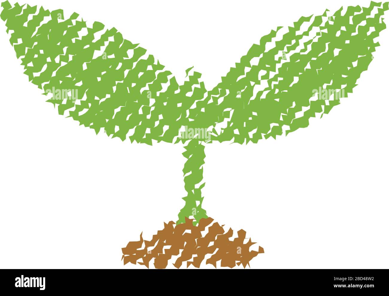 Plant sprout illustration (handwriting style / Colored pencil stroke ...