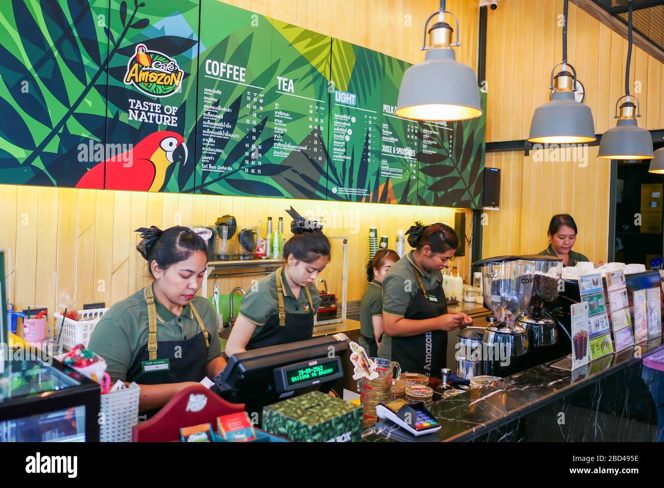 Bangkok, Thailand - September, 2019: People are taking lunch break in ...