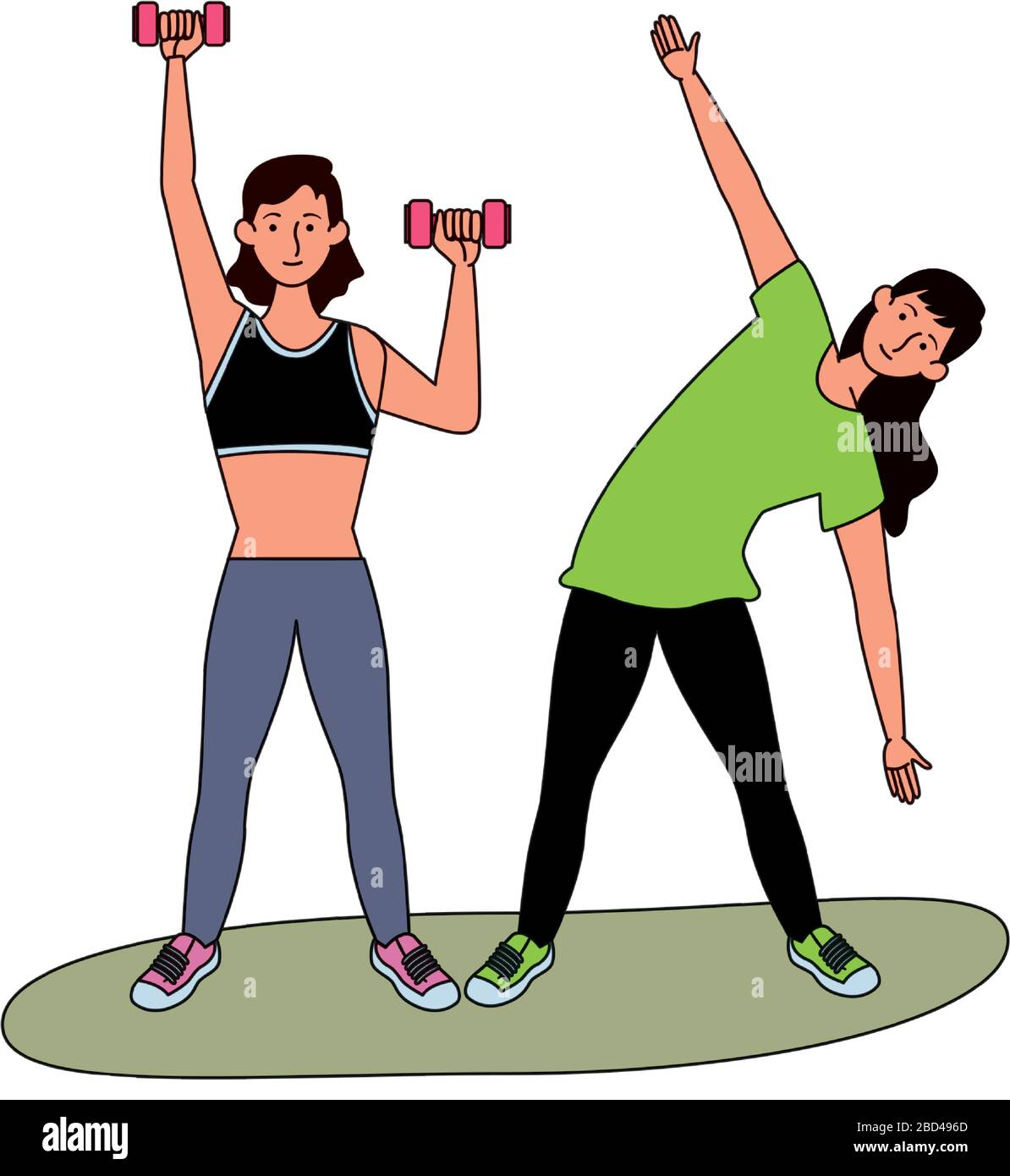 young girls athletes practicing exercise characters Stock Vector Image ...