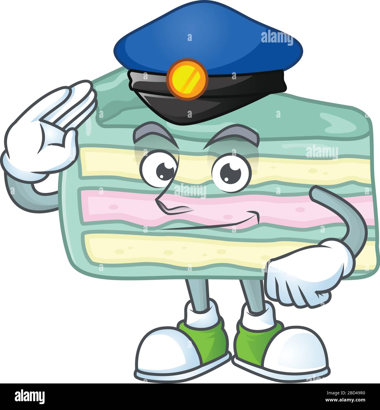 A dedicated Police officer of vanilla slice cake mascot design style ...