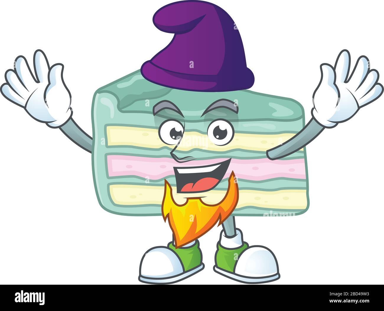 Sweet fairytale of vanilla slice cake Elf cartoon character Stock ...