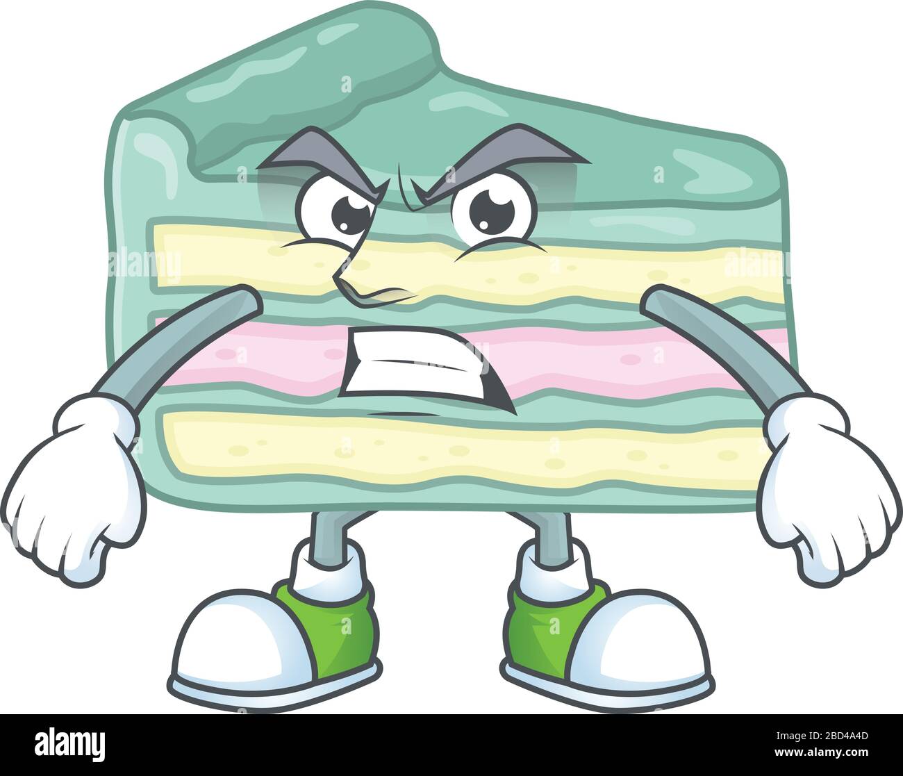 Mascot design style of vanilla slice cake with angry face Stock Vector ...