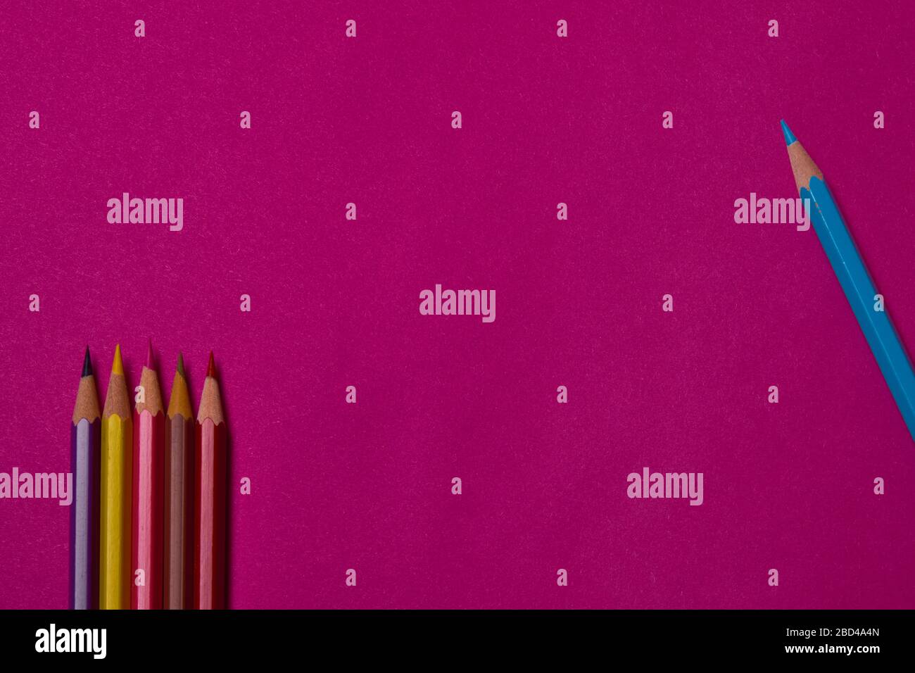 Multi colored crayons at magenta background with copy space Stock Photo ...