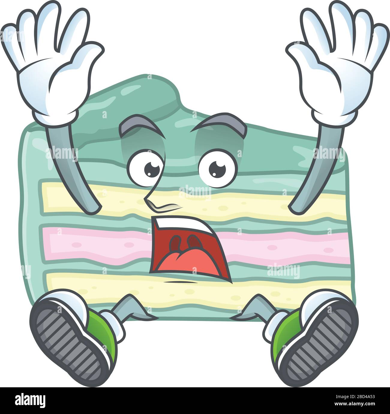 Vanilla slice cake cartoon character design showing shocking gesture ...
