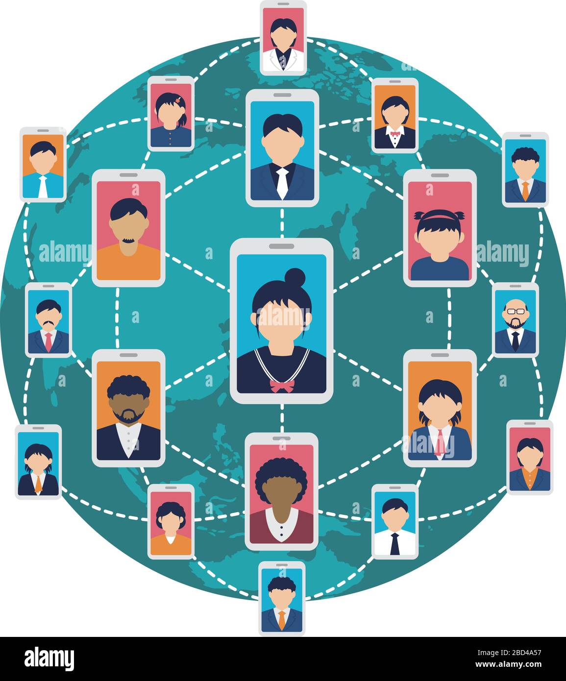 Global communication connected by smartphone vector illustration Stock ...
