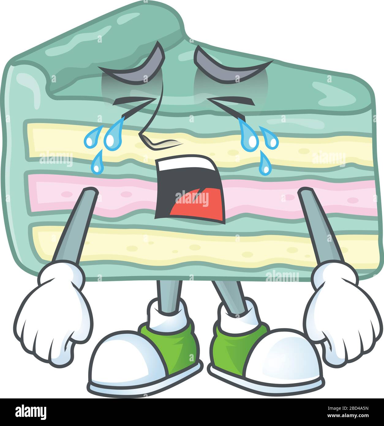 A weeping vanilla slice cake cartoon character concept Stock Vector ...
