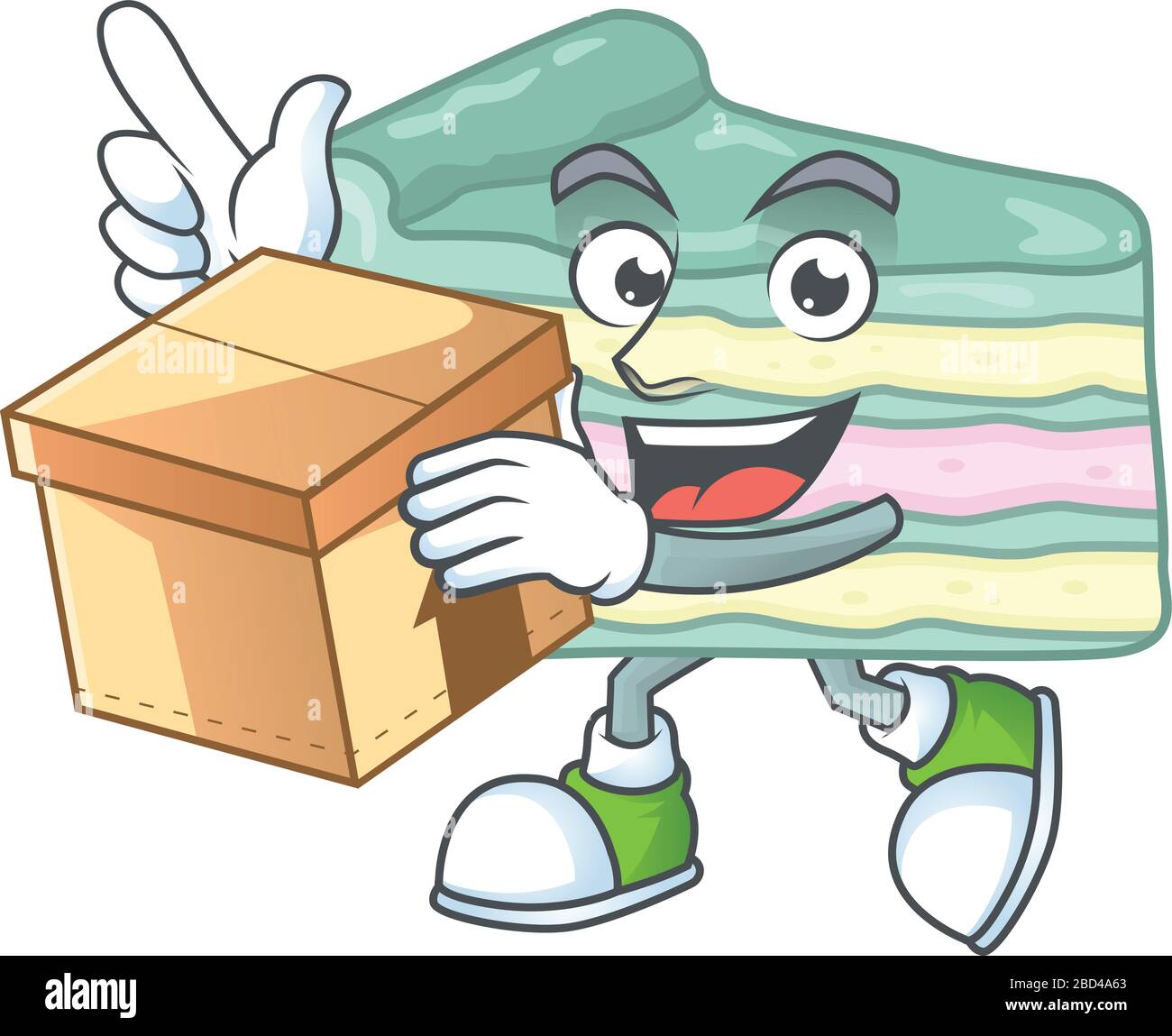 Vanilla slice cake cartoon design style having gift box Stock Vector ...