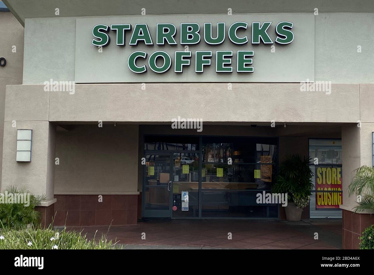 California, USA. 05 April 2020: A closed Starbucks Coffee store amid ...